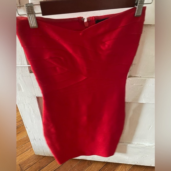 bebe | Dresses | Strapless Bebe Red Dress | Poshmark